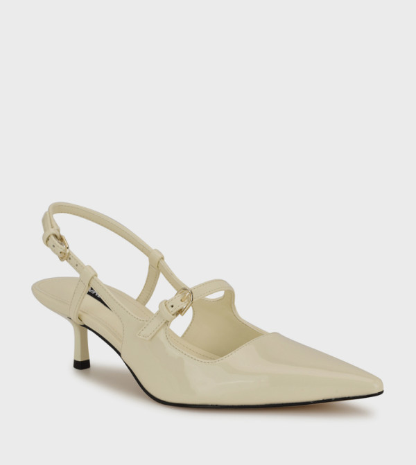 Buy Nine West AMAYO Pointed Toe Slingback Pumps In Off White ...