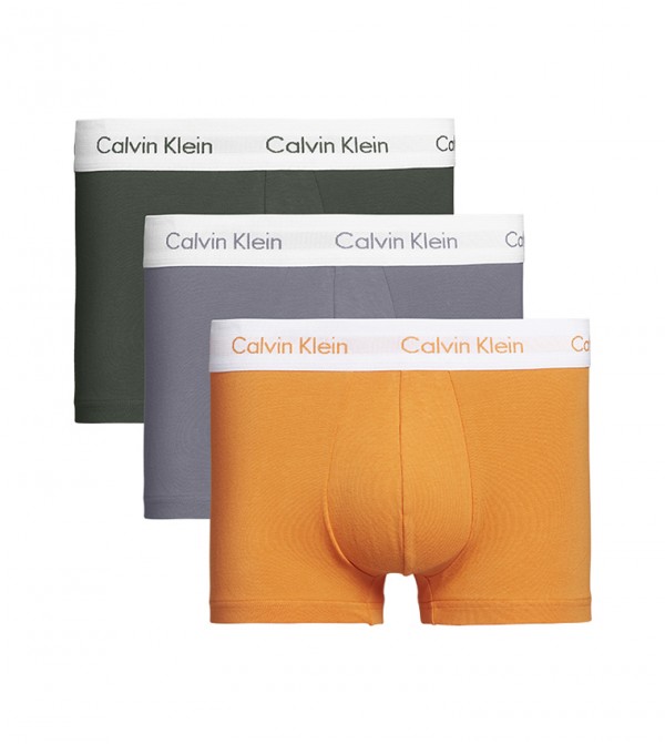 Buy Calvin Klein 3P Low Rise Trunk Jungle Leaf/ Soot/ Orange W. Wht Wb ...