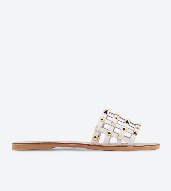 Buy Dune London Lydiaa Di Square Cut Out Details Slides White In White ...