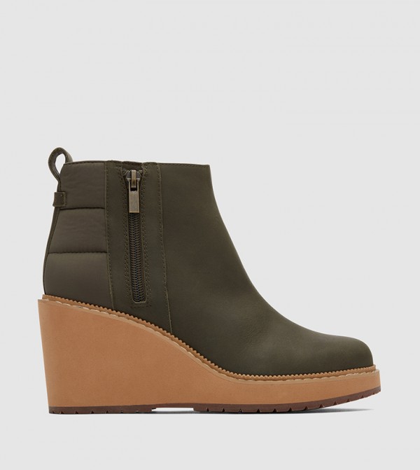 Buy Toms Quilted Mid Top Side Zip Closure Boots In Green | 6thStreet UAE