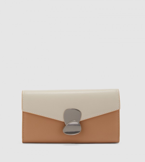 Buy Charles & Keith Metal Push Lock Wallet In Cream | 6thStreet Qatar