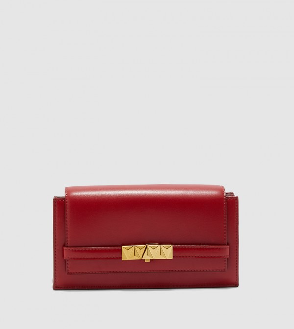 Buy Charles & Keith Metallic Push Lock Wallet In Red | 6thStreet UAE