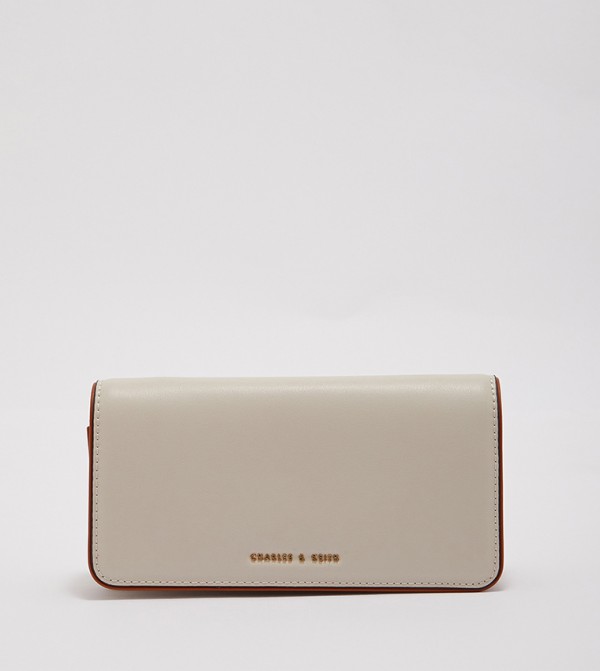 Buy Charles & Keith Push Lock Long Wallet In Cream | 6thStreet Kuwait