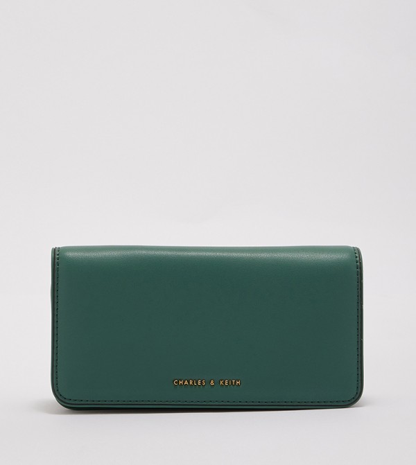 Buy Charles & Keith Push Lock Long Wallet In Green | 6thStreet Qatar