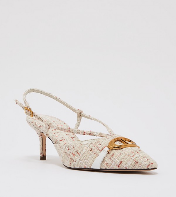 Buy Charles & Keith Metallic Accent Tweed Slingback Pumps In Beige ...
