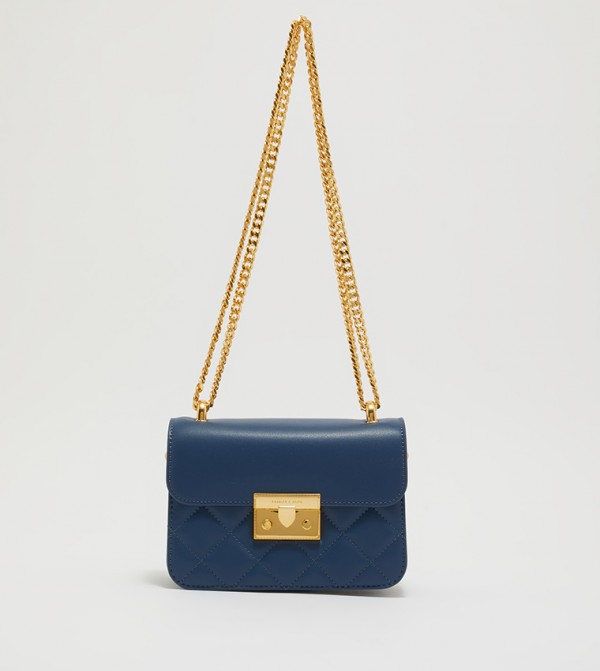 Buy Charles & Keith Metallic Push Lock Chain Bag In Navy | 6thStreet UAE