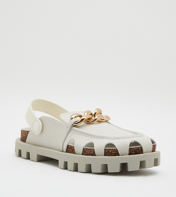 Buy Charles & Keith Brighton Chunky Chain Link Flat Mules In White ...