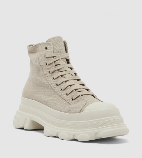 Buy Charles & Keith Canvas Chunky High Top Sneakers In Brown ...