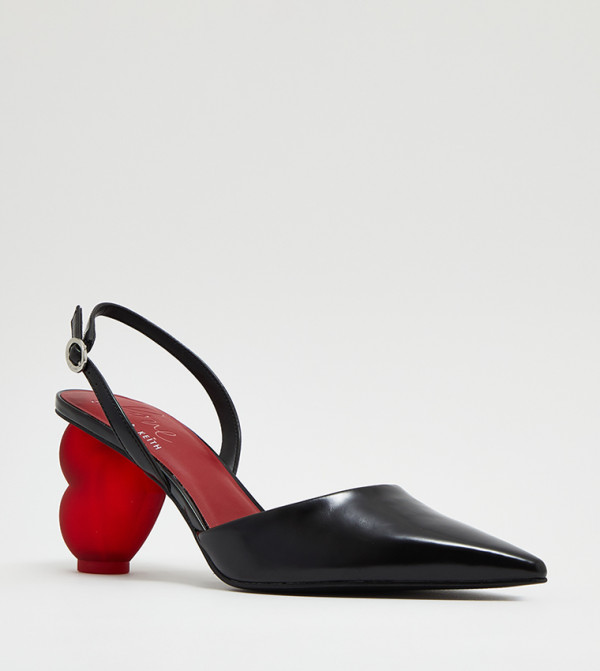Buy Charles & Keith Pointed Toe Heart Shaped Heel Sandals In Black ...