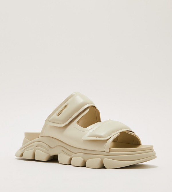 Buy Charles & Keith Dash Double Strap Flatform Sandals In Beige ...