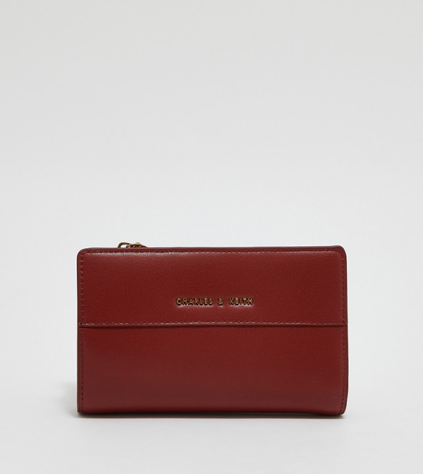Buy Charles & Keith Snap Button Small Wallet In Burgundy | 6thStreet UAE