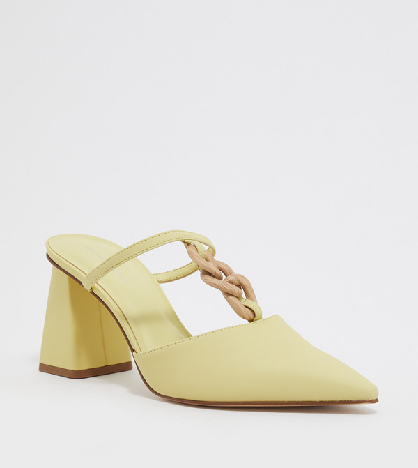 Buy Charles & Keith Chain Link Detail Heel Mules In Lime | 6thStreet UAE