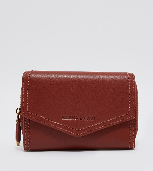Buy Charles & Keith Tri Fold Zippered Envelope Wallet In Camel ...