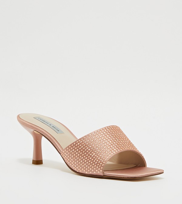 Buy Charles & Keith Recycled Polyester Crystal Embellished Heel Sandals ...