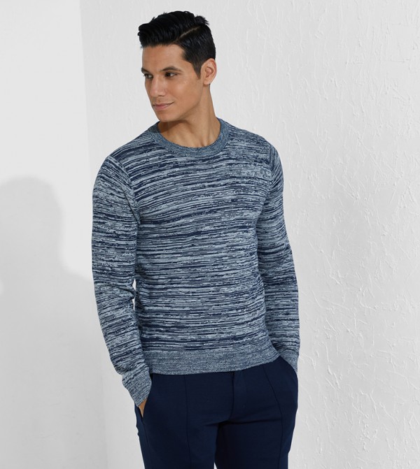 Buy HIS & HERS Solid Regular Fit Sweater In Grey | 6thStreet Saudi Arabia