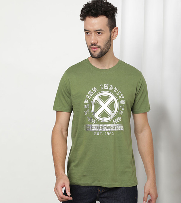 Buy HIS & HERS Regular Graphic Tees In Green | 6thStreet UAE