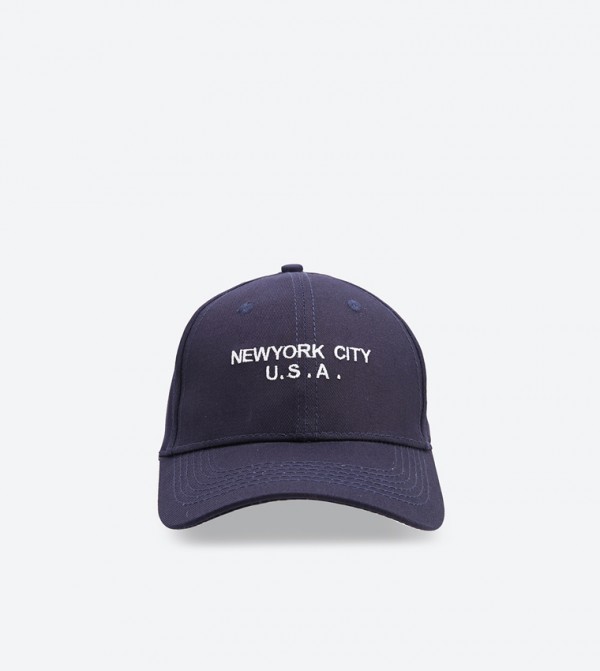 Buy R&B Metal Buckle Closure Front Embroidery Baseball Cap Navy In Navy ...