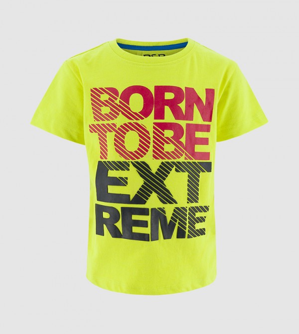 Buy R&B Neon Yellow T Shirt With Chest Print In Multiple Colors ...