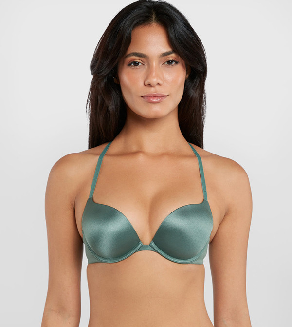 Buy Isla & Evie Solid Gel Padding Plunge Bra In Green | 6thStreet UAE