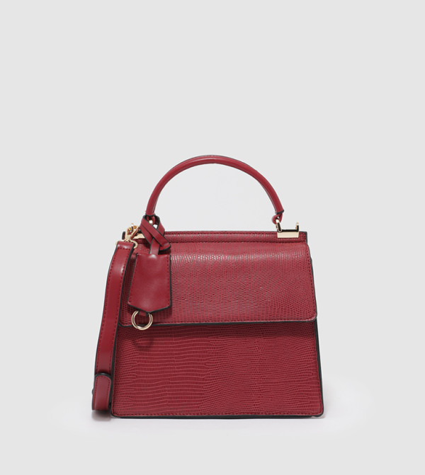 Buy CCC Textured Top Handle Bag In Maroon | 6thStreet UAE