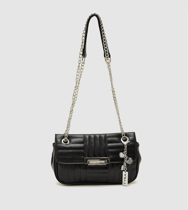 Buy Tyra Quilted Shoulder Bag With Keychain In Black | 6thstreet UAE