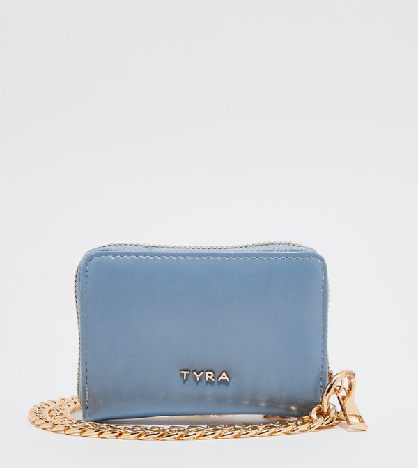 Buy Tyra Glossy Logo Detail Zip Around Wallet In Blue | 6thStreet UAE
