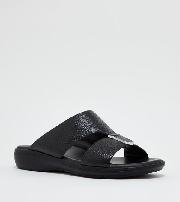 Buy Hush Puppies Textured Open Toe Arabic Sandals In Black | 6thStreet UAE