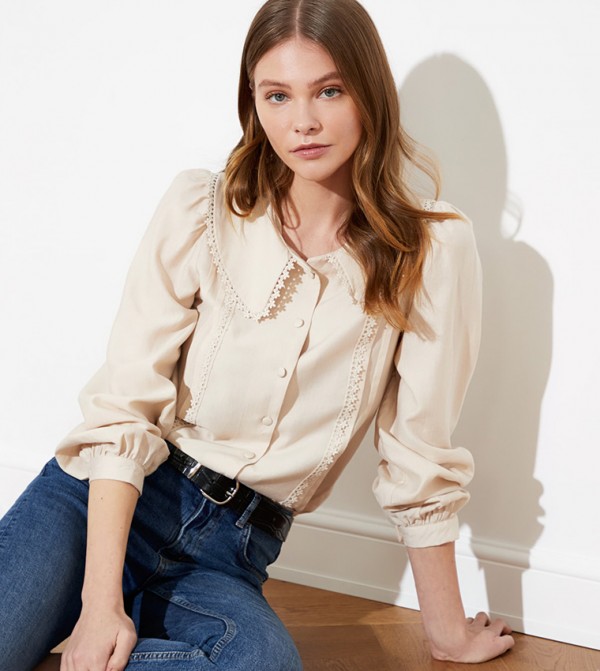 Buy Trendyol Lace Detailed Shirt In Grey | 6thStreet UAE