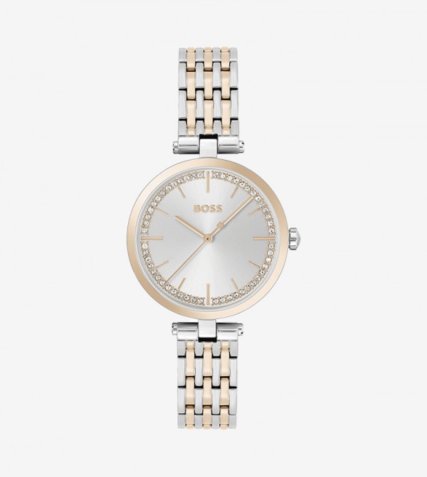 اشتري هوغو بوس ساعة أنالوج بإطار دائري مزخرف بلون فضي | 6ستريت المملكة ...