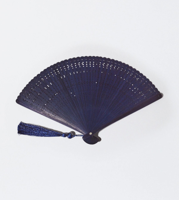 Buy Parfois Bamboo Perforated Folding Fan In Navy | 6thStreet UAE