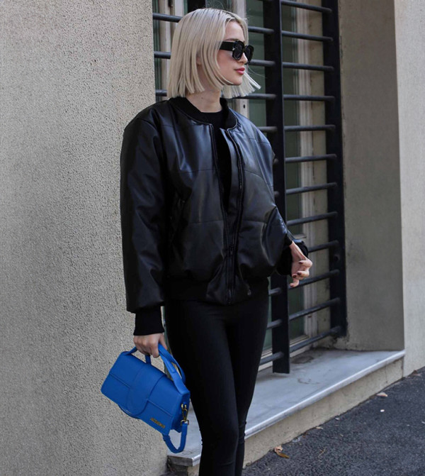 Buy Madmext Solid Bomber Leather Jacket In Black | 6thStreet Kuwait