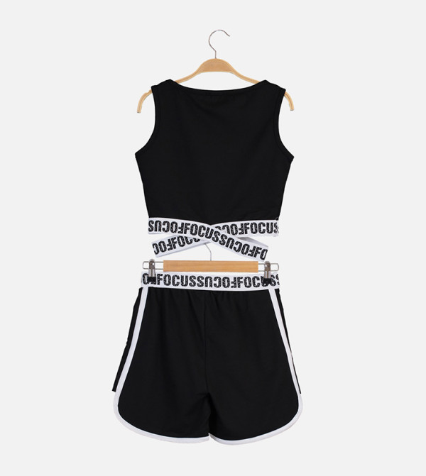 Buy Trendyol Printed Sport Bottom Top Suit In Black | 6thStreet Qatar