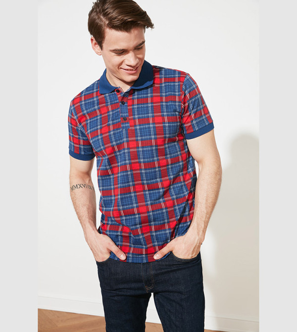 Buy Trendyol Regular Fit Polo T Shirt In Blue | 6thStreet Kuwait