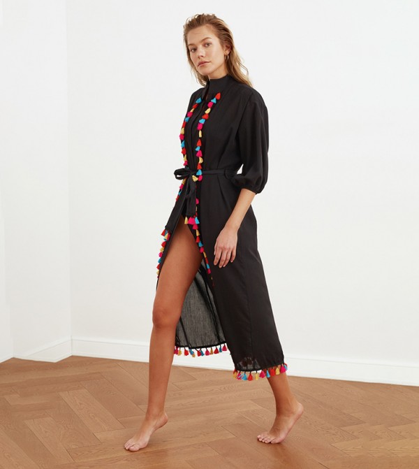 Buy Trendyol Belted Kimono In Black | 6thStreet Bahrain