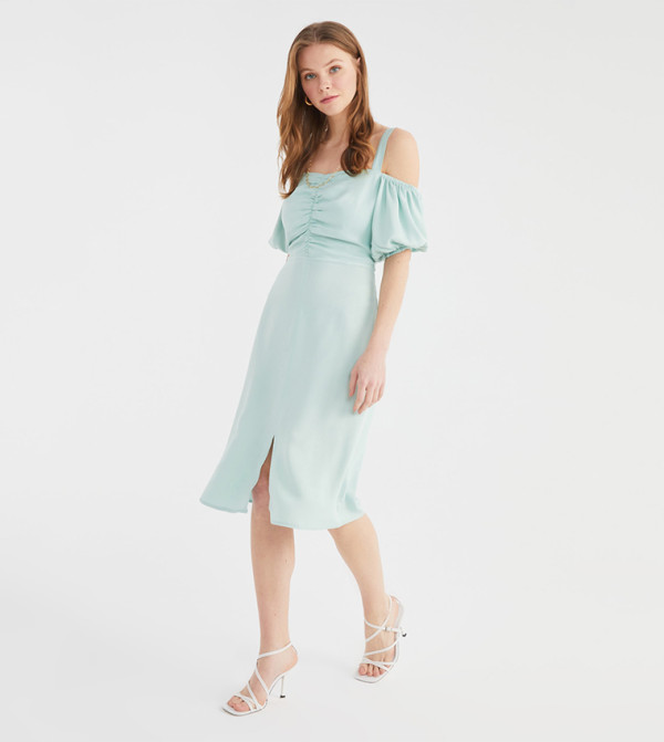 Buy Trendyol Mint Sleeve Detailed Dress In Green | 6thstreet Kuwait