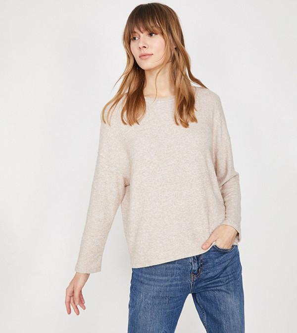 Buy Koton Solid Regular Sweater In Beige | 6thStreet UAE
