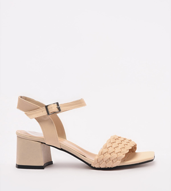Buy Trendyol Braided Classic Block Heel Sandals In Beige | 6thStreet ...