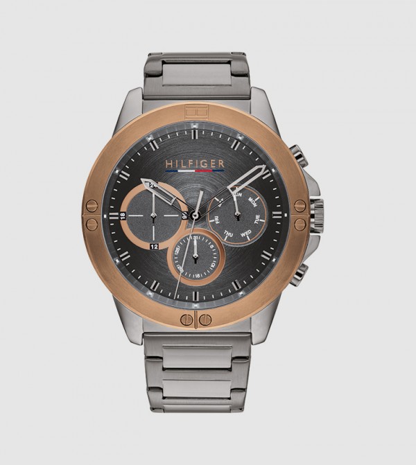 Buy Tommy Hilfiger Harley Round Dial Ionic Plated Steel Watch In Gray ...