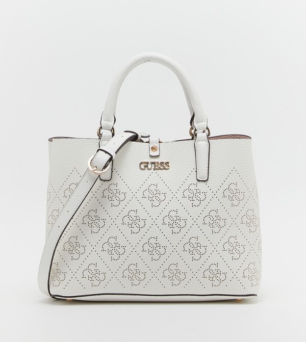 Buy Guess Amara Logo Detailed Girlfriend Satchel In White | 6thStreet UAE