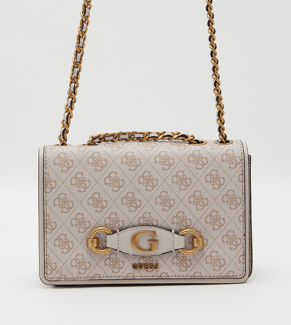 Buy Guess Izzy Convertible Logo Detailed Crossbody Bag In White ...