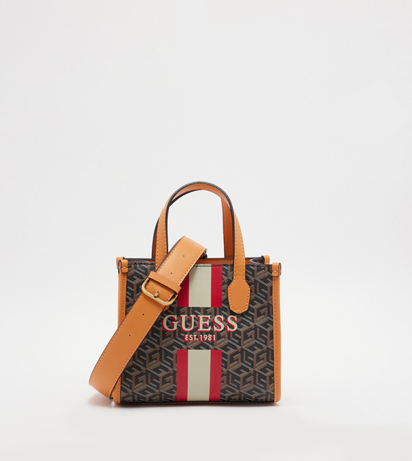 Buy Guess Silvana Monogram Patterned Mini Tote Bag In Multiple Colors ...