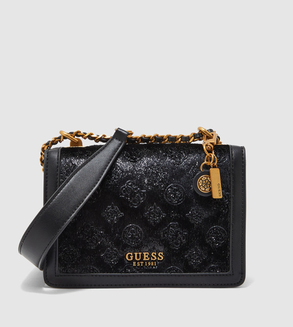 Buy Guess ABEY Logo Detailed Convertible Crossbody Bag In Black ...