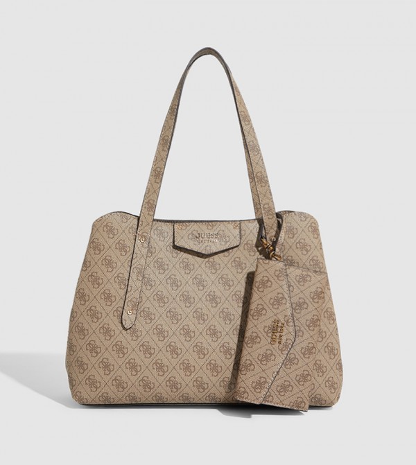 Buy Guess Monogram Patterned Tote Bag With Wallet In Brown | 6thStreet UAE