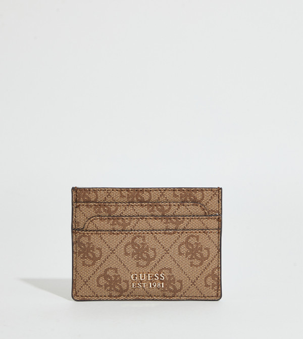 Buy Guess Monogram Patterned Card Holder In Brown | 6thStreet UAE