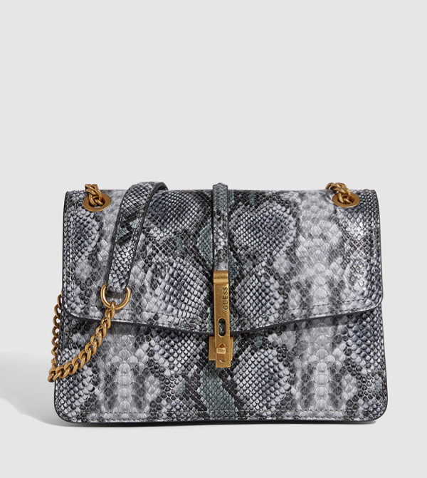 Buy Guess Snakeskin Convertible Shoulder Bag In Black | 6thStreet UAE