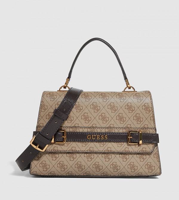 Buy Guess Monogram Patterned Satchel Bag In Brown | 6thStreet UAE