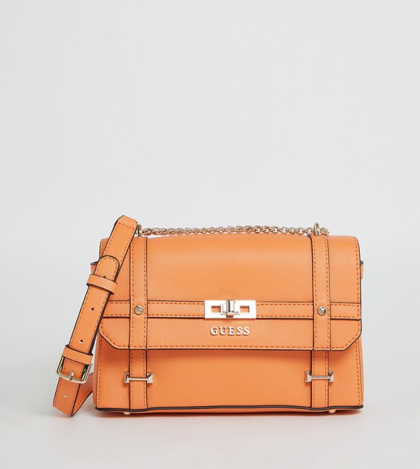 Buy Guess EMILEE Convertible Flap Crossbody Bag In Orange | 6thStreet UAE