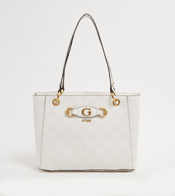 Buy Guess IZZY PEONY Logo Detail Tote Bag In White | 6thStreet Kuwait