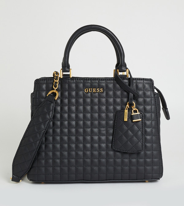 Buy Guess TIA Quilted Satchel Bag In Black | 6thStreet Kuwait