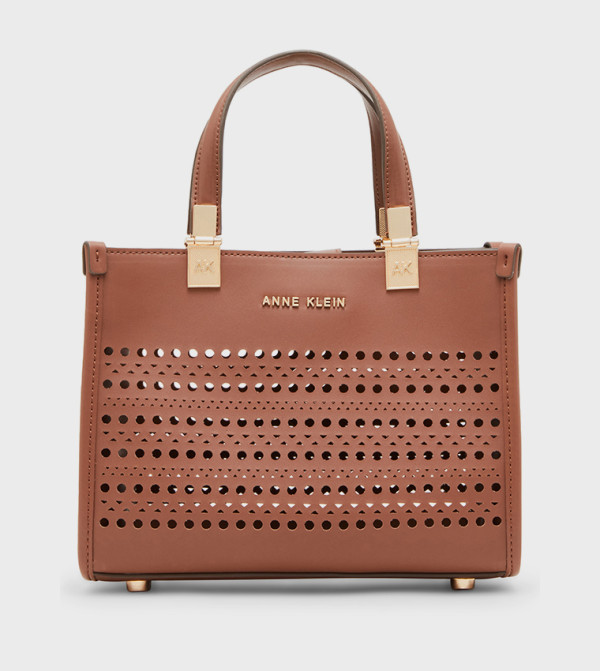 Buy Anne Klein Laser Cut Snap Button Satchel Bag In Brown | 6thstreet UAE